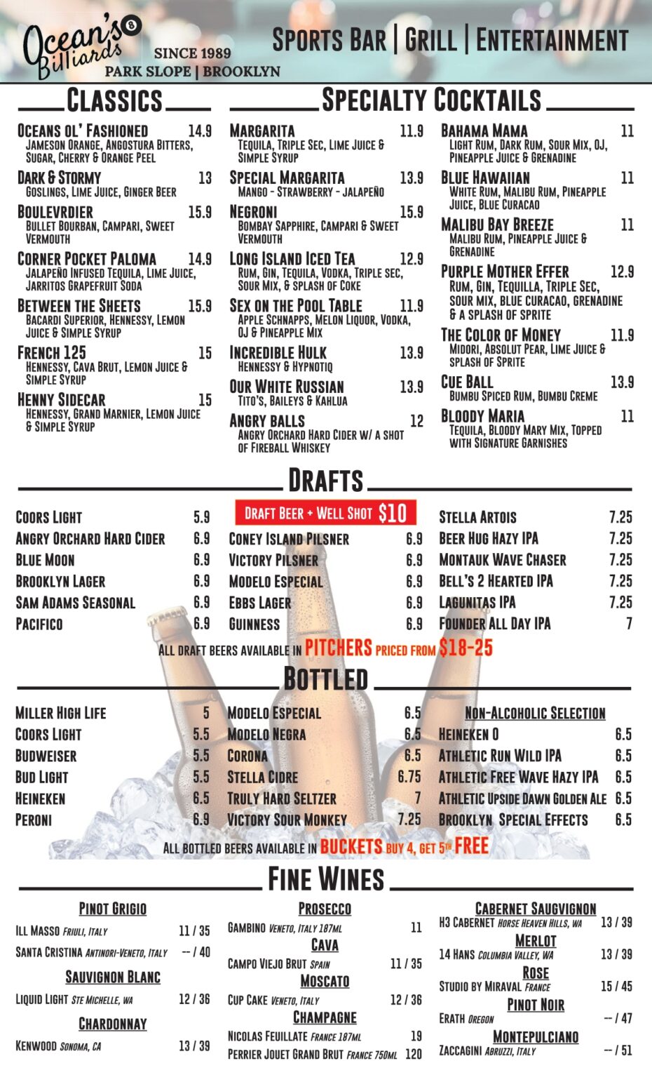 Bar & Grill – Oceans 8 Billiards