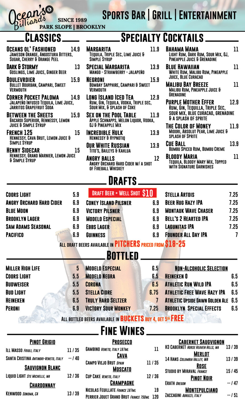 Bar & Grill – Oceans 8 Billiards